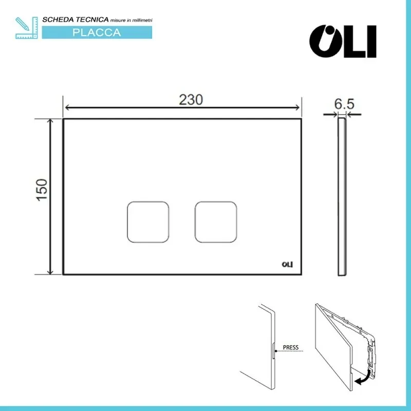 Placca cassetta wc Oli serie Plain in abs nero opaco con finitura soft ...