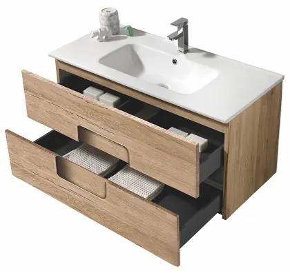 Mobile bagno sospeso 120 cm in Nobilitato con due cassetti ARCO Rovere ...