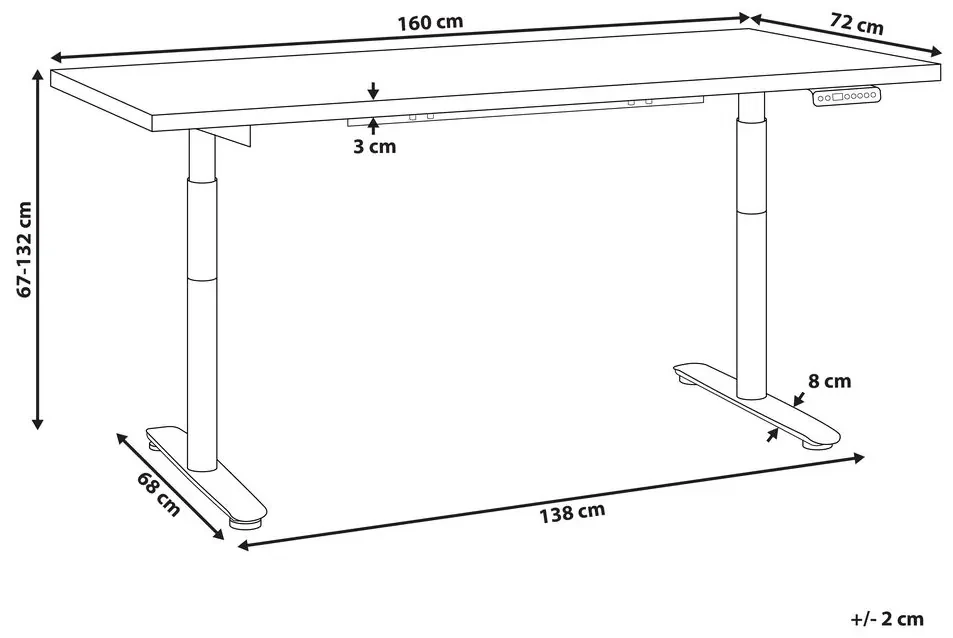 Scrivania regolabile elettricamente grigio e bianco 160 x 72 cm DESTIN ...