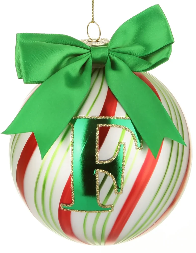 Pallina Natale con lettera F 10 cm Circus verde | BIANO