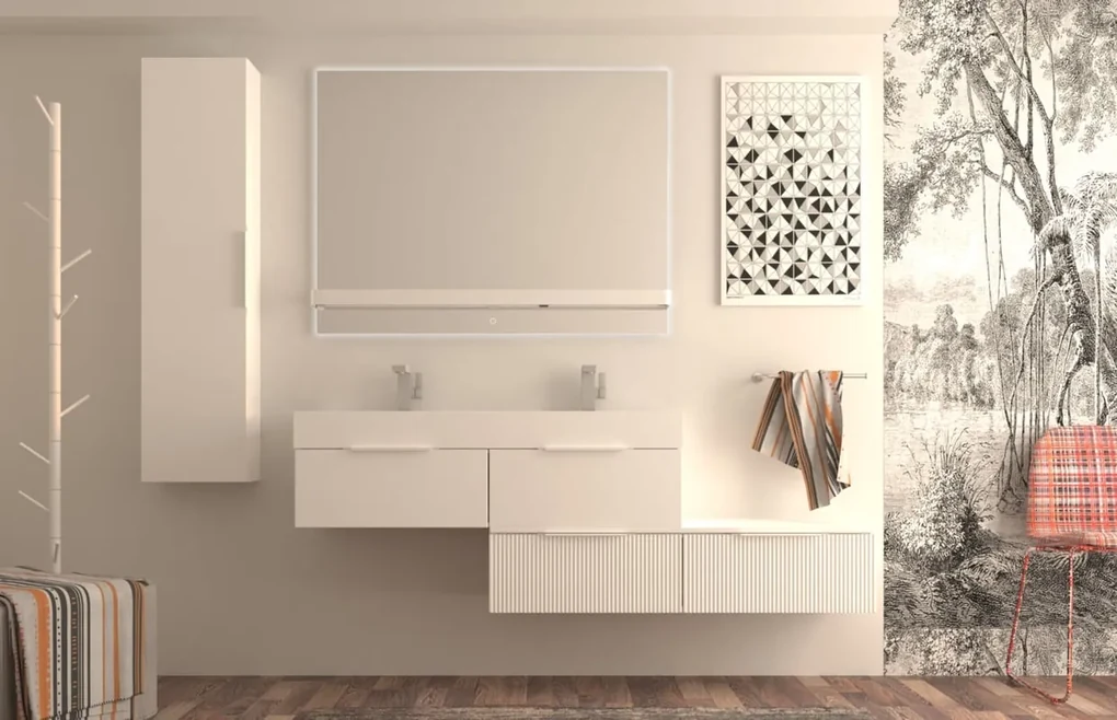 Mobile da bagno sospeso sotto lavabo L 120 x H 25 x P 44 cm bianco ...