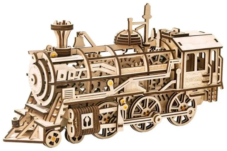 RoboTime - 3D puzzle meccanico in legno Locomotiva a vapore | BIANO