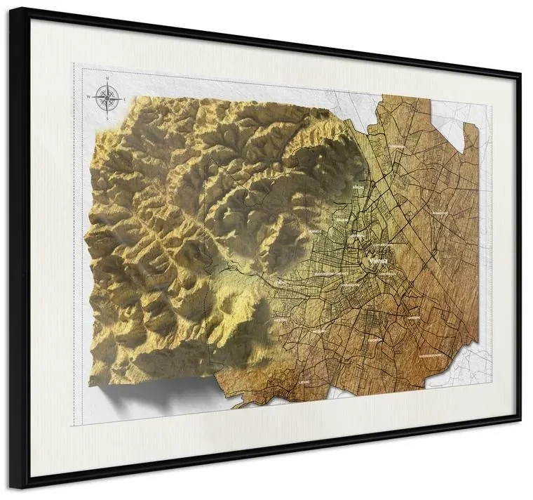 Poster Raised Relief Map: Vienna | BIANO