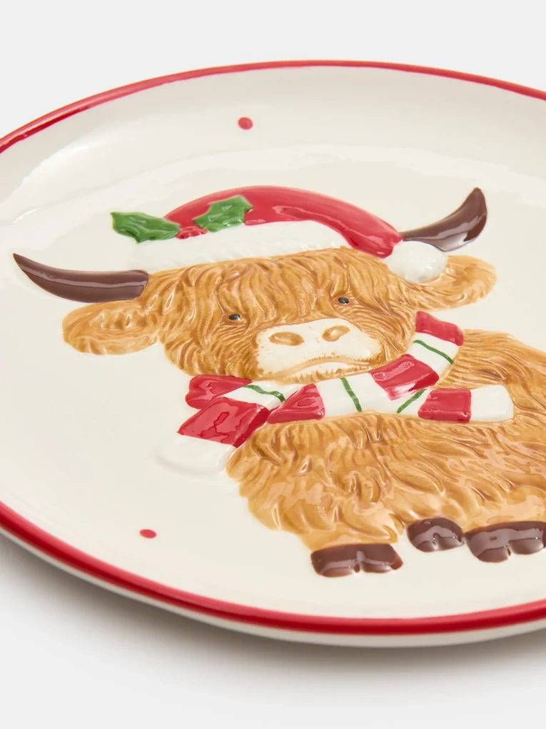 Sinsay - Piatto natalizio in ceramica con yak e cappello di Babbo ...