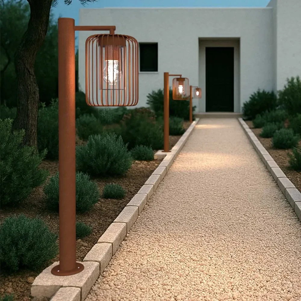 Paletto da Giardino Corten a Lanterna 80cm Base E27 IP54 - Serie NEXUS ...