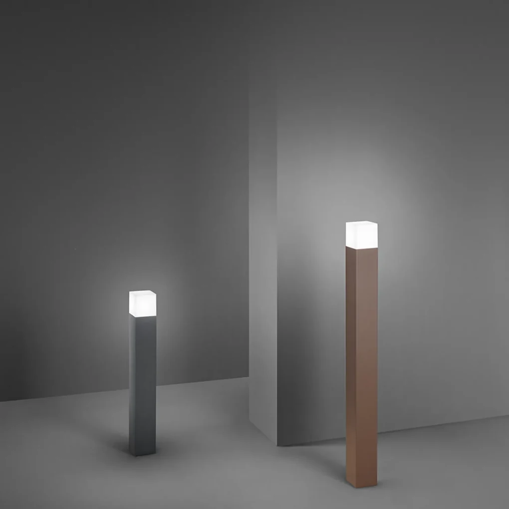 Paletto Esterno Moderno Tower Alluminio Corten 1 Luce E27 Ip54 H90 | BIANO