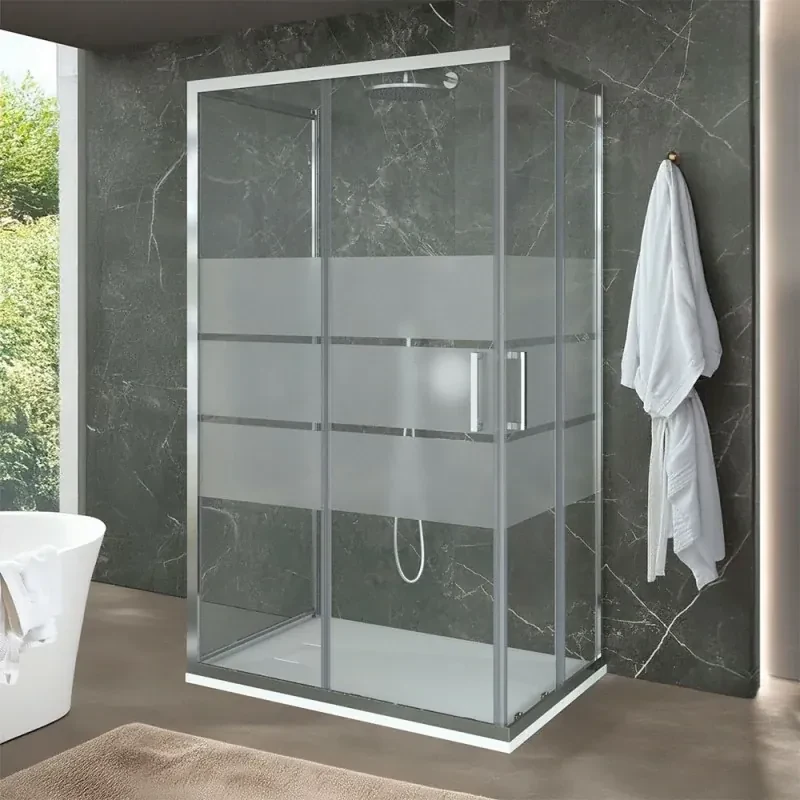 Box doccia 3 lati 90x90x90 cm con doppia porta scorrevole in vetro ...