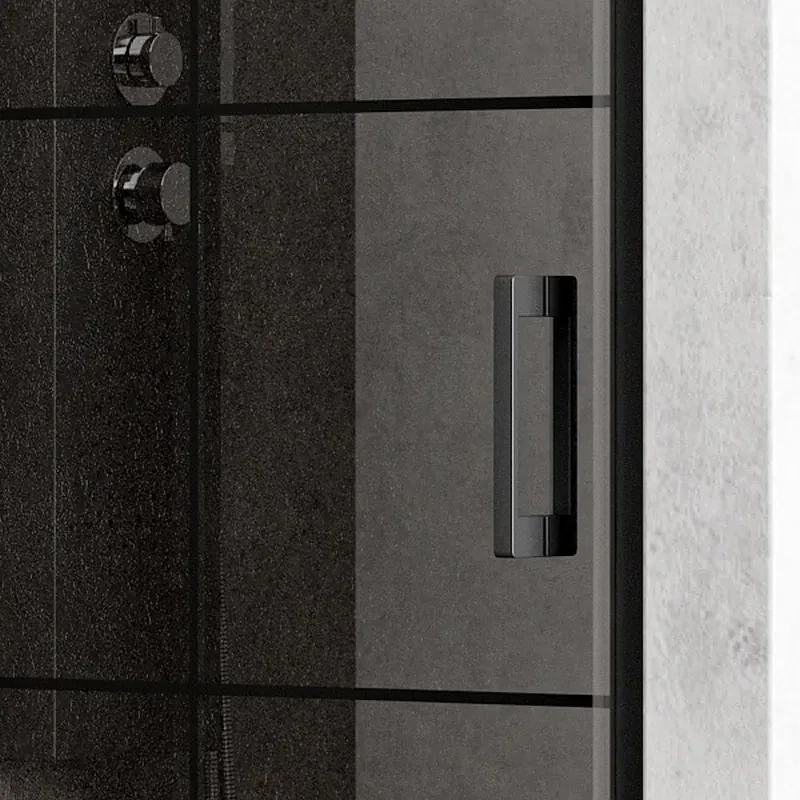 Kamalu - porta doccia battente 80 cm profili neri e serigrafia nera ...