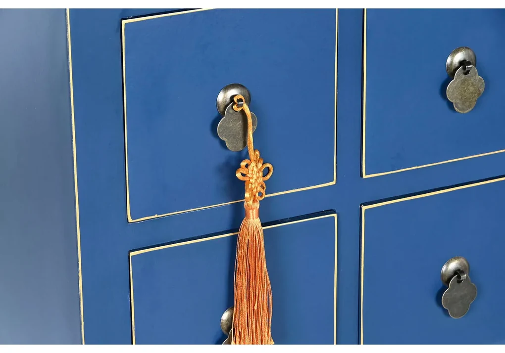 Cassettiera Dkd Home Decor Azzurro Dorato Abete Legno Mdf Orientale 63