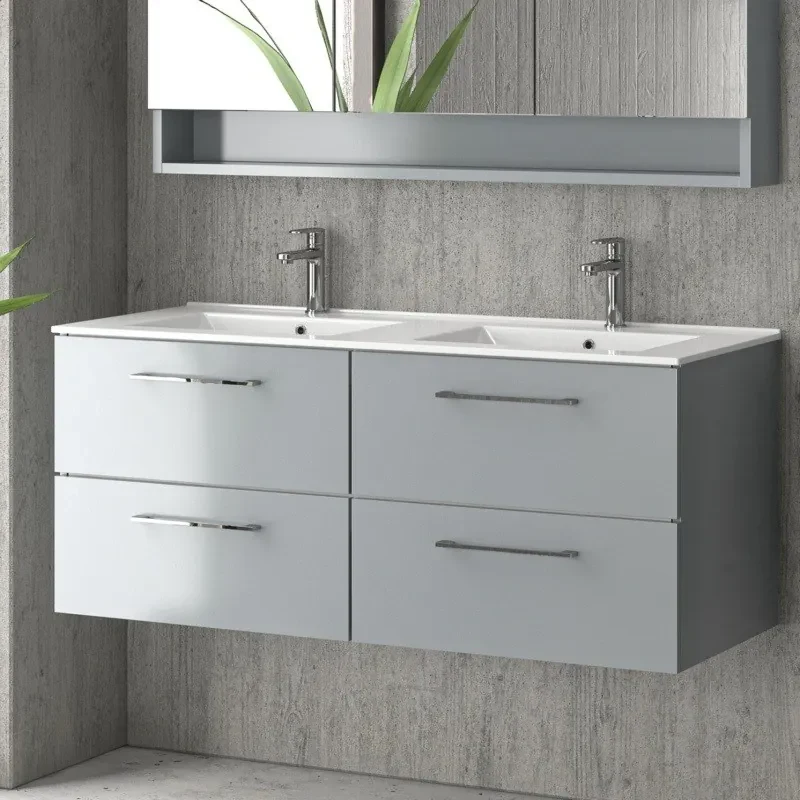 Kamalu - mobile bagno da 120cm con doppio lavabo e 4 cassetti el-120l ...