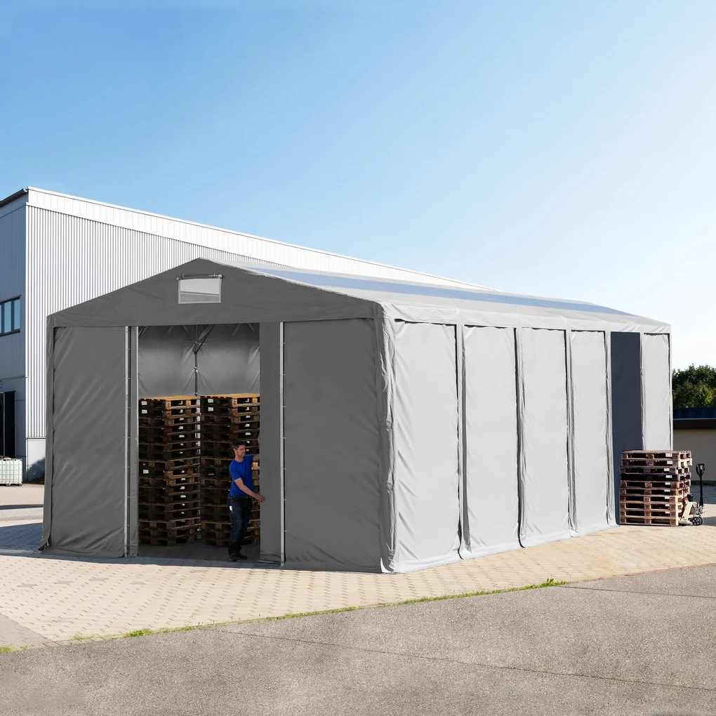 TOOLPORT 8x12m tenda capannone, altezza 4,0m porta scorrevole e ...