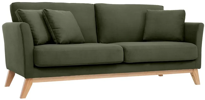 Divano scandinavo 3 posti sfoderabile velluto cachi OSLO | BIANO