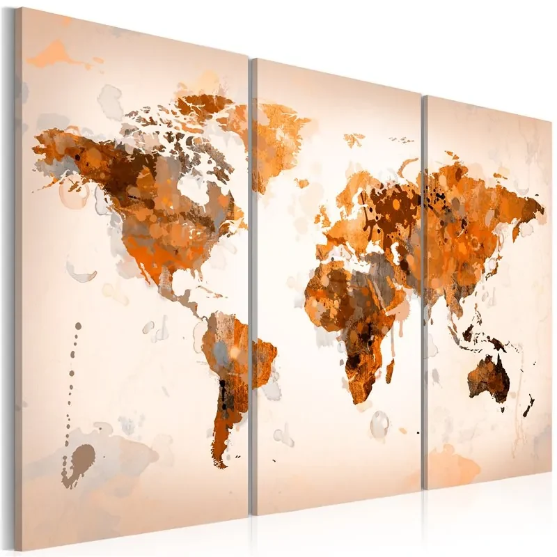 Quadro Map of the World Desert storm triptych | BIANO