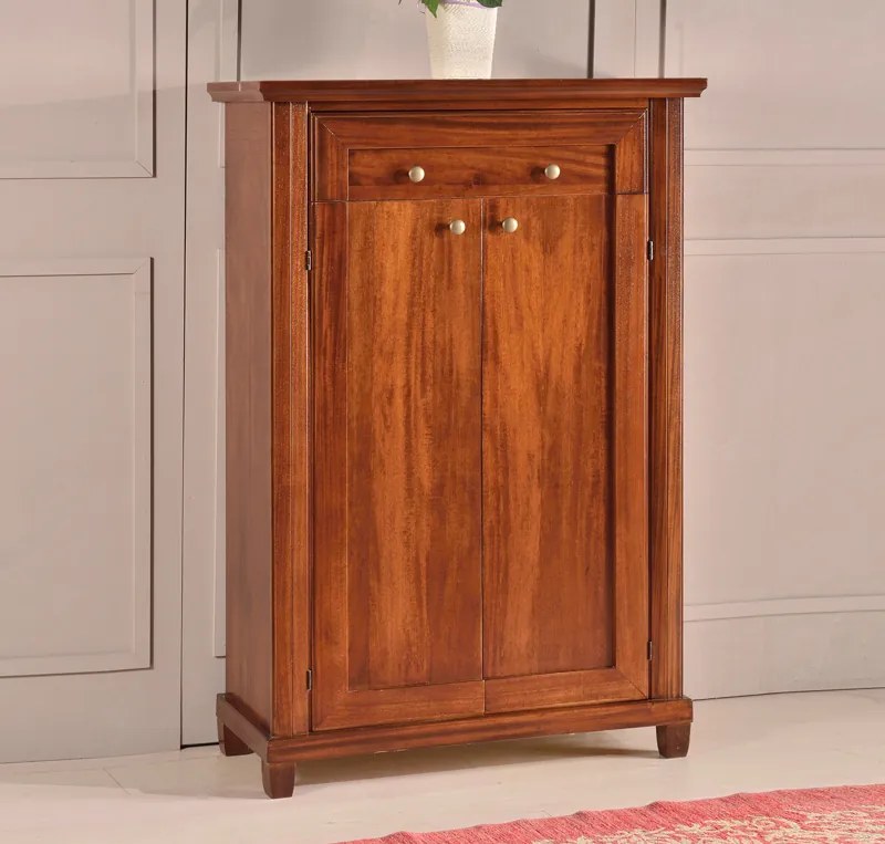 Scarpiera in legno colore noce arte povera | BIANO