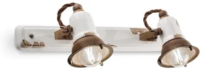 Applique 2 luci C1676 Loft collection Ferroluce Retrò | BIANO