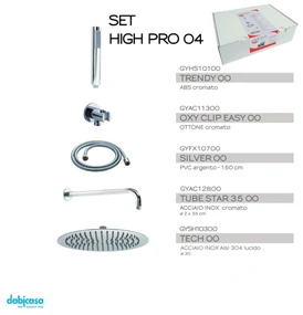 Gedy Set Doccia "High Pro 04" C/Soffione Diam.30+Braccio e Kit Doccetta ...