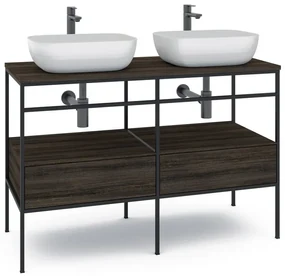 Mobile bagno da terra con lavabo L 120 x H 92 x P 45.5 cm nero 2 ...