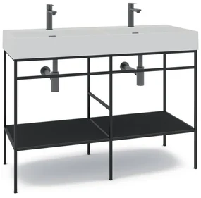 Mobile bagno da terra con lavabo L 120 x H 89 x P 45.5 cm nero per ...